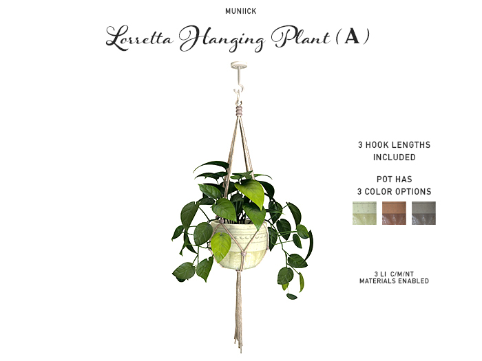 Second Life Marketplace - Muniick - Lorretta Hanging Plant A