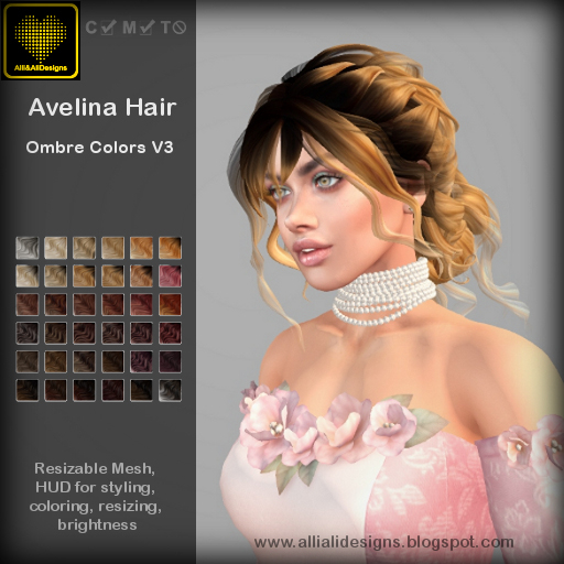 Second Life Marketplace - A&A Avelina Hair Ombre Colors V3, multistyle updo