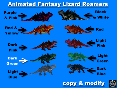 Second Life Marketplace - !O! - animated fantasy lizard dark green ...