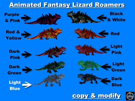 Second Life Marketplace - !O! - animated fantasy lizard light blue ...