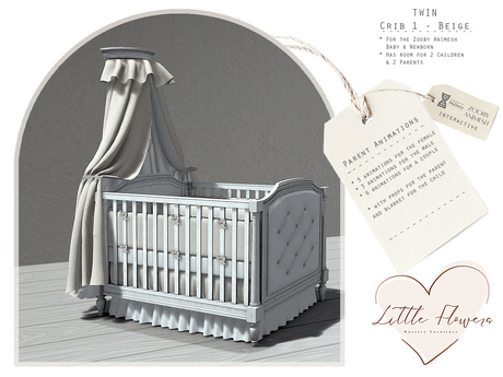 Second Life Marketplace - Crib 1 Twin Beige ZOOBY