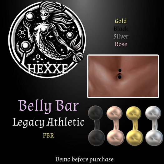 Second Life Marketplace - Hexxe-Small Belly Bar Piercing- Legacy Athletic