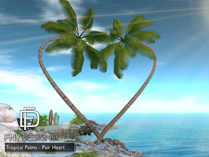 Second Life Marketplace - :FNY: Designs - Tropical Heart Palm Pair ...