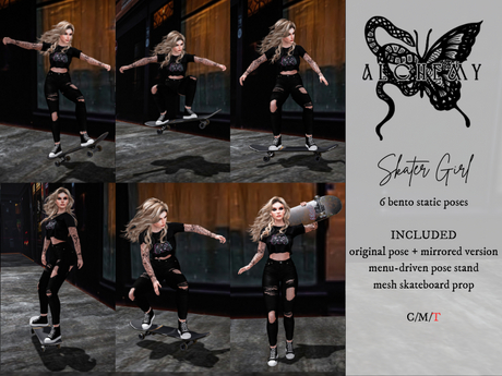 Second Life Marketplace - [ALCHEMY POSES] Skater Girl | 6 Bento Poses ...