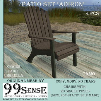 Second Life Marketplace - {99SensE} Patio Set 'Adiron' - Camo - 4 pcs