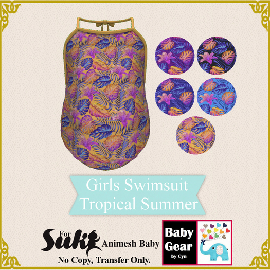 Second Life Marketplace - Suki Baby Girls Swimsuit - Tropical Summer ...