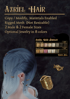 Second Life Marketplace - Raven Bell - Azriel Hair [All 3]