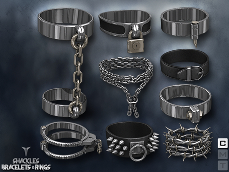 Second Life Marketplace - **RE** Shackles Bracelets & Rings MALE PACK ...