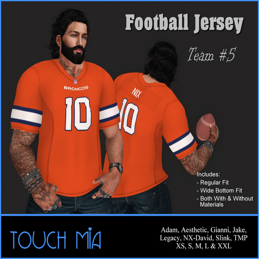 Second Life Marketplace - TOUCH MIA - Mens Football Jersey - Team #5