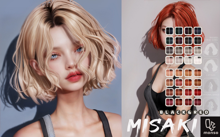 Second Life Marketplace - [monso] Misaki Hair /Black & Red