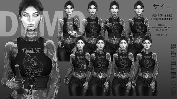 Second Life Marketplace - PSYCHO - 10 poses for holding a bottle ...