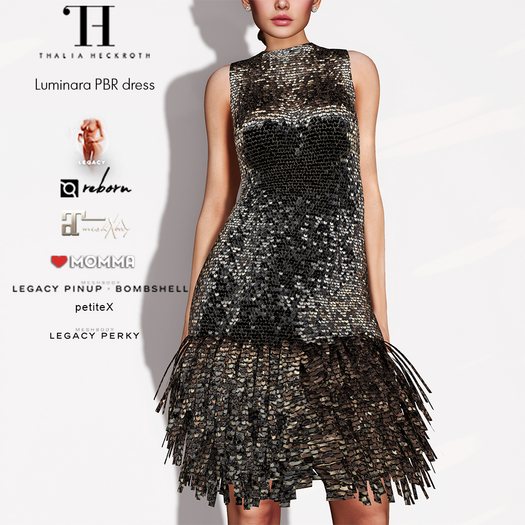 Second Life Marketplace - Thalia Heckroth - Luminara PBR dress BLACK