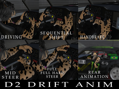 Second Life Marketplace - D2-Animation of Drift Car LHD By-ALE (FREE)