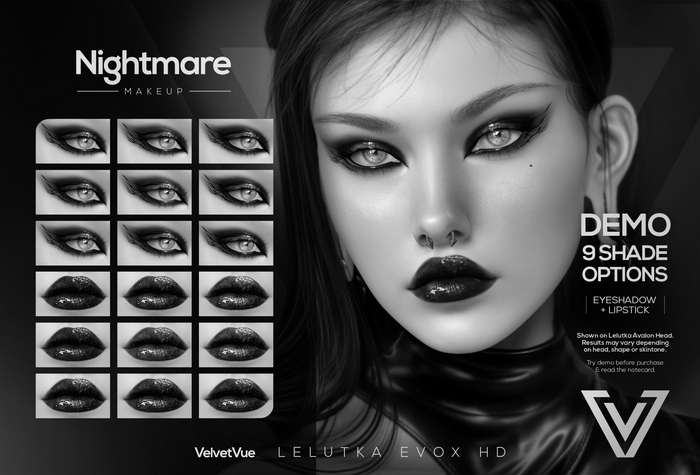 Second Life Marketplace - [ VelvetVue ] Nightmare Makeup :: DEMO