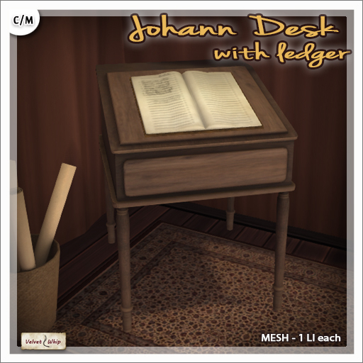 Second Life Marketplace - [V/W] Johann Desk with Ledger - Medieval ...