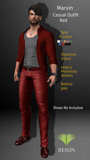 Second Life Marketplace - Res_Marvin casual outfit Red