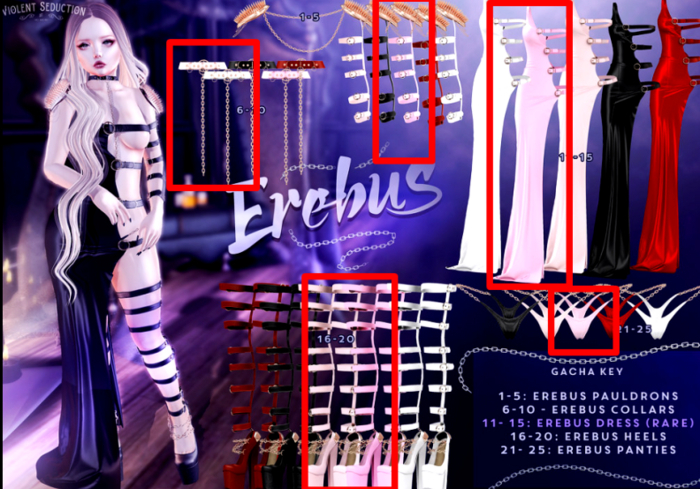 Second Life Marketplace - Violent Seduction - Erebus SET (Pink) (RARE)Maiteya