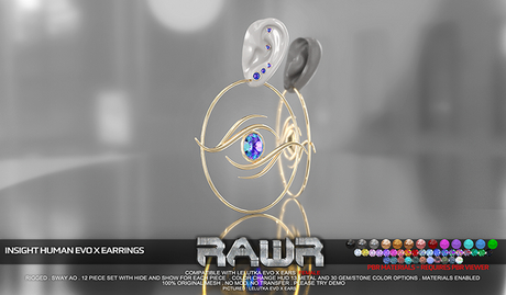 Second Life Marketplace - RAWR! Insight HUMAN FEMALE EvoX Earrings DEMO ...