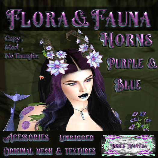 Second Life Marketplace - +Inner Mantra+ Flora & Fauna Horns * Blue ...
