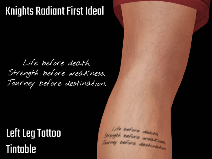 Second Life Marketplace - Knights Radiant First Ideal Calf Tattoo ...
