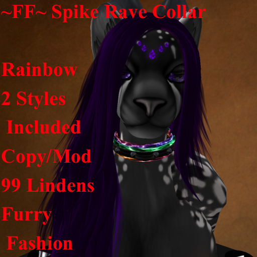 Second Life Marketplace - ~FF~ Spike Rave Collar Rainbow Furry