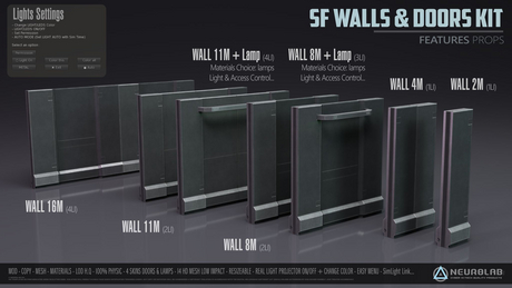 Second Life Marketplace - SF WALLS & DOORS KIT (WHITE) +PBR [NeurolaB Inc.]