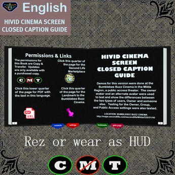 Second Life Marketplace - HIVID Screen Closed Captions Book / HUD