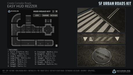 Second Life Marketplace - SF ROADS KIT (BLACK + PBR) (EASY HUD REZZER ...