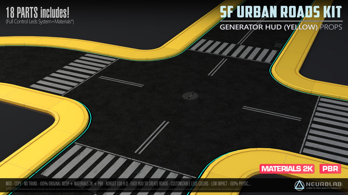 Second Life Marketplace - SF ROADS KIT (YELLOW + PBR) (EASY HUD REZZER ...