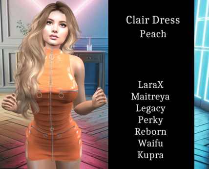 Second Life Marketplace - Clair Dress Peach - LaraX,Maitreya,Reborn,Waifus,Legacy,Perky