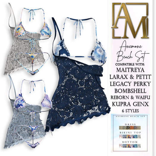 Second Life Marketplace - .: AlmaMiranda :. Anemone Bikini Crochet ...