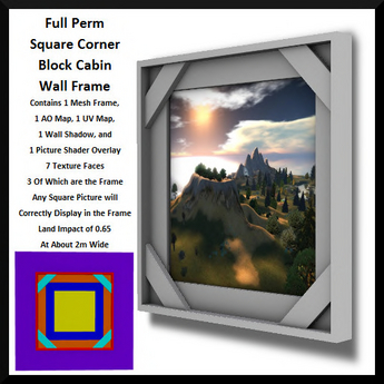 Second Life Marketplace - Full Perm Square Corner Block Cabin Wall Frame