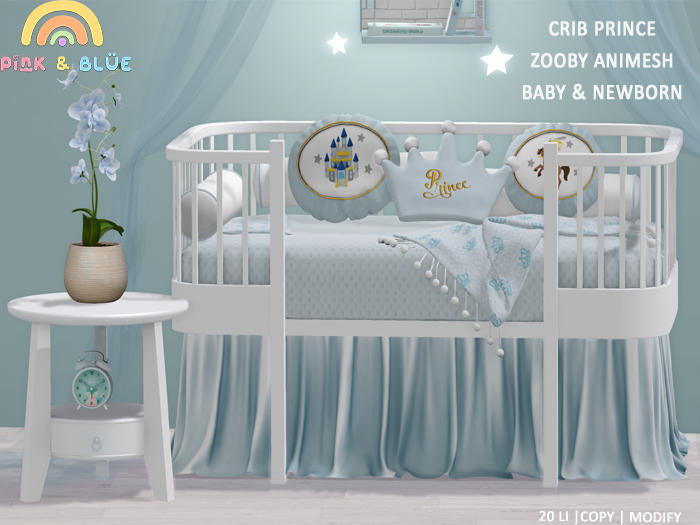 Second Life Marketplace - Zooby Animesh Prince Crib {Pink&Blue}