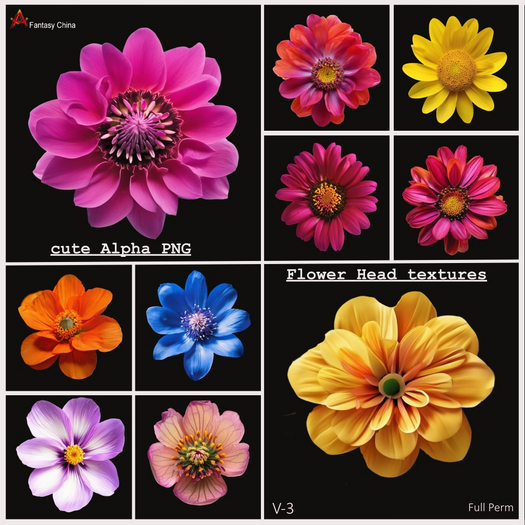 Second Life Marketplace - Flower Head Textures - FLOWER PNG