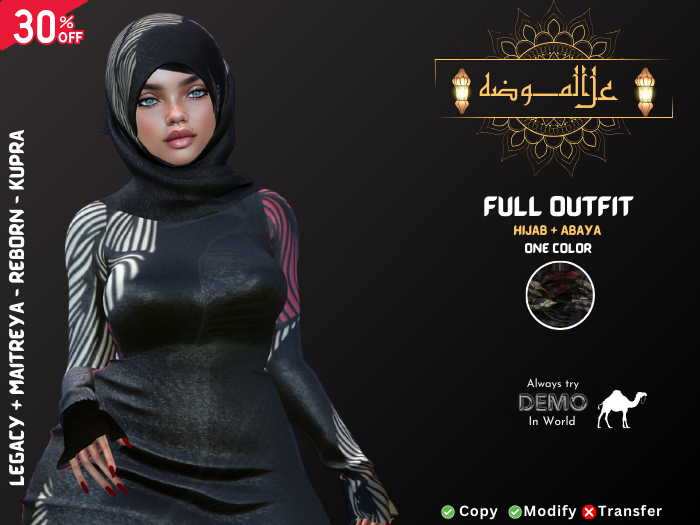 Second Life Marketplace - Arabian Outfit hijab + abaya [Zodiac]