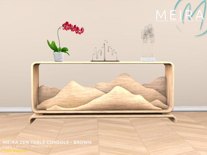Second Life Marketplace - Meira Zen Table Console - Brown