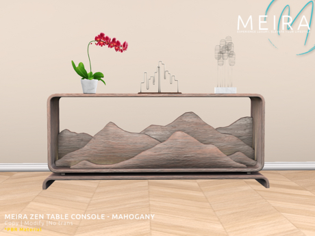 Second Life Marketplace - Meira Zen Table Console - Mahogany