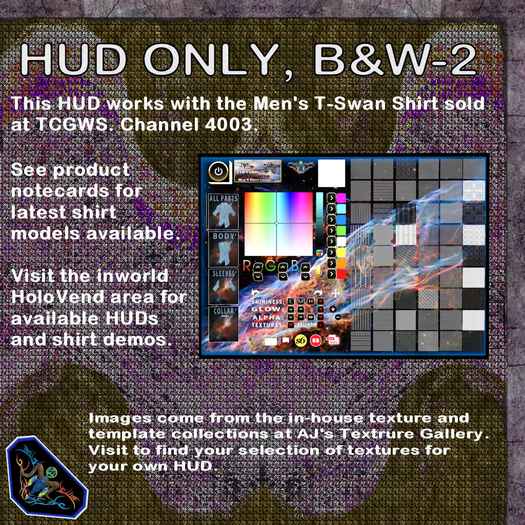 Second Life Marketplace - Men Shirt TSD48N1 HUD Black and White 2