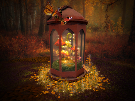 Second Life Marketplace - Fantasy Fall Lantern ~ Butterflies & Toadstools