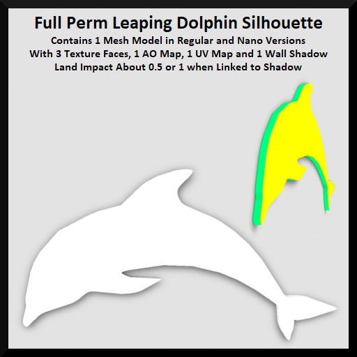 Second Life Marketplace - Full Perm Leaping Dolphin Silhouette