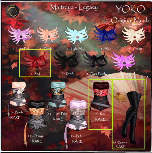 Second Life Marketplace - [JANGKA] YOKO RED Set 2 Rares+Wings