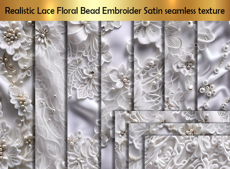 Second Life Marketplace - Realistic Lace Floral Bead Embroider Satin ...