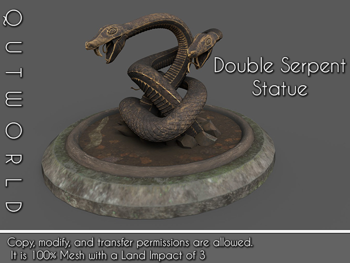 Second Life Marketplace - .::QUTWORLD Double Serpent Statue::. FP