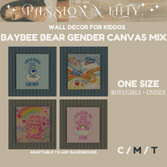 Second Life Marketplace - 5:50:: Baybee Bear Gender Mix - Canvas Wall Art