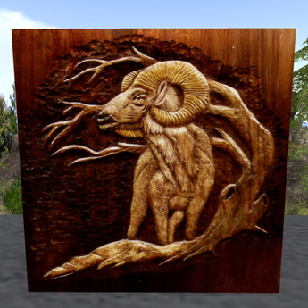 Second Life Marketplace - Carved Wood Ram Plaque