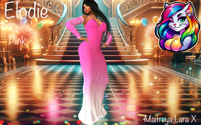 Second Life Marketplace Rainbow Kitten Elodie Gown Pink Larax