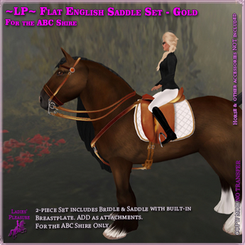 Second Life Marketplace - ~LP~ Flat English Tack Set (ABC Shire) BOXED Gold