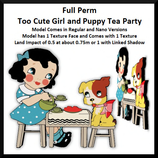 Second Life Marketplace - Full Perm Too Cute Girl and Puppy Tea Party