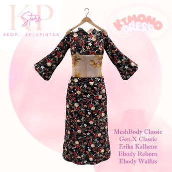 Second Life Marketplace - KKOP - Unpacker Kimono Dress (Flower Black)