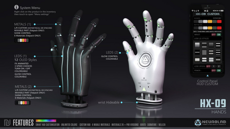 Second Life Marketplace - HX-09 HANDS (BLACK + PBR) (BENTO) [NeurolaB Inc.]